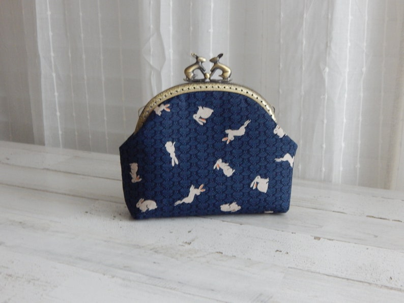 Bunny Rabbit on Blue Wallet Card Holder Coin Purse With Bunny - Etsy