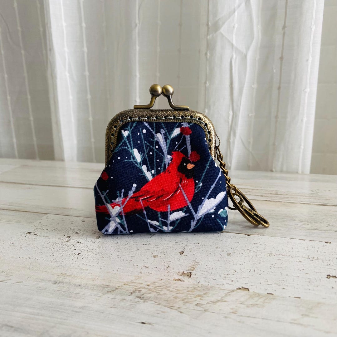 Beautiful Bird Cardinal Design Small Coin Purse With Hook and Keychain ...