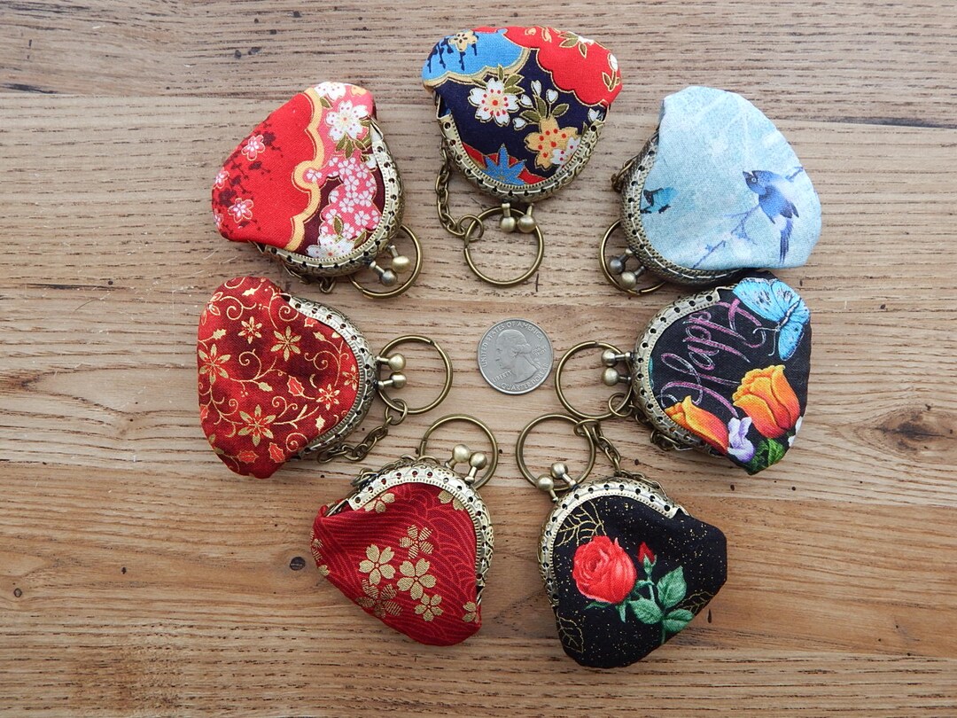 Floral Design Mini Coin Purse With Key Chain - Etsy
