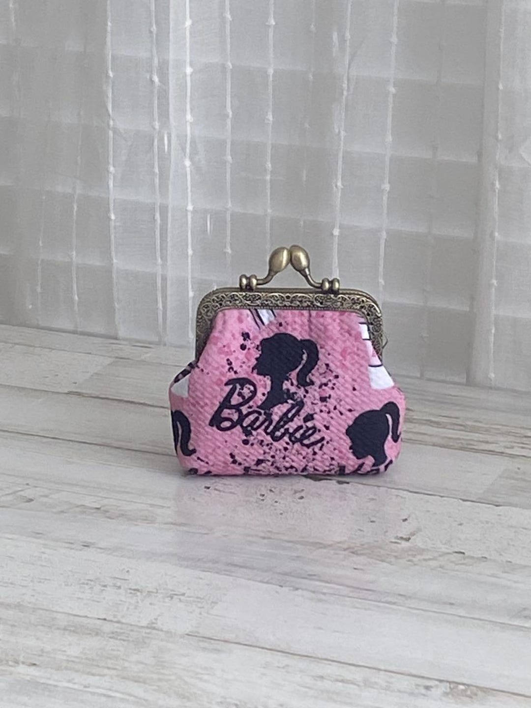 Pink Barbie With Coffee Cup Coin Purse Wallet With Kiss Clasp - Etsy