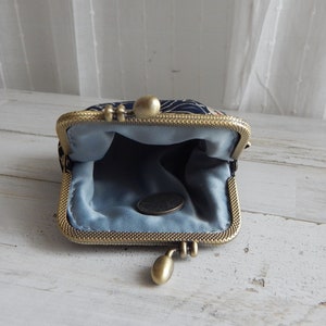 Dark Blue Floral Design Coin Purse Wallet With Kiss Clasp - Etsy