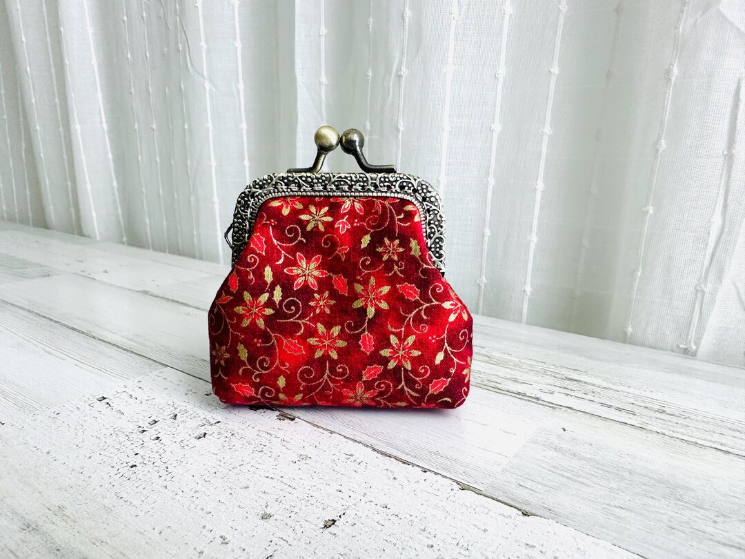 Red Floral Small Coin Purse: Christmas Theme Wallet With/without ...