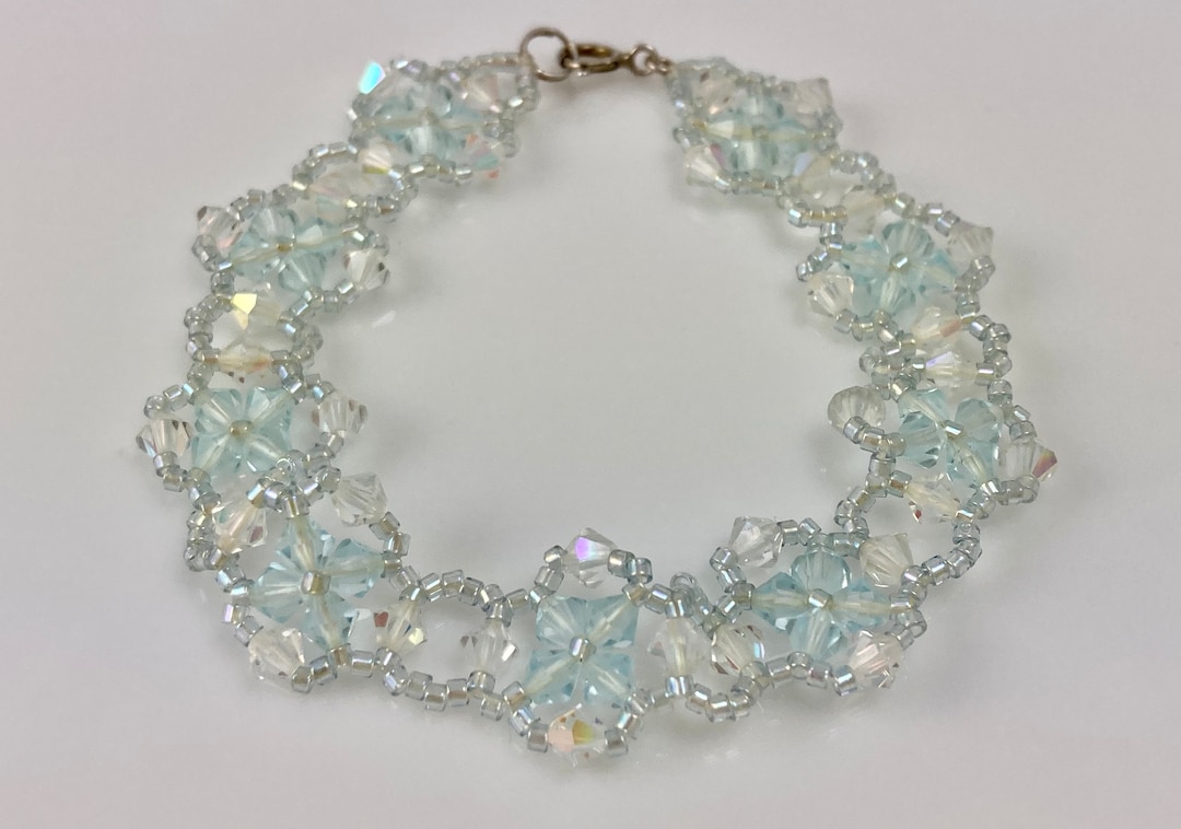 Swarovski Crystal Bracelet, Clear Crystal Bracelet, Light Blue Crystal ...