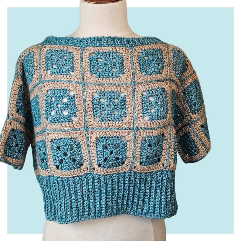 Granny Square Crop Top Pattern PDF - Advanced Beginner - Worsted Yarn ...