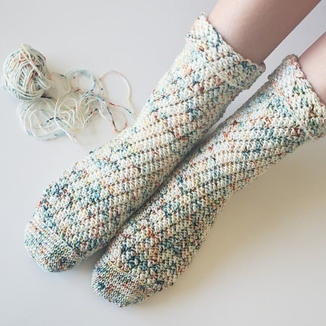 Advanced Beginner Crochet Socks Pattern, Fingering Wool, Cozy Mid-Calf ...