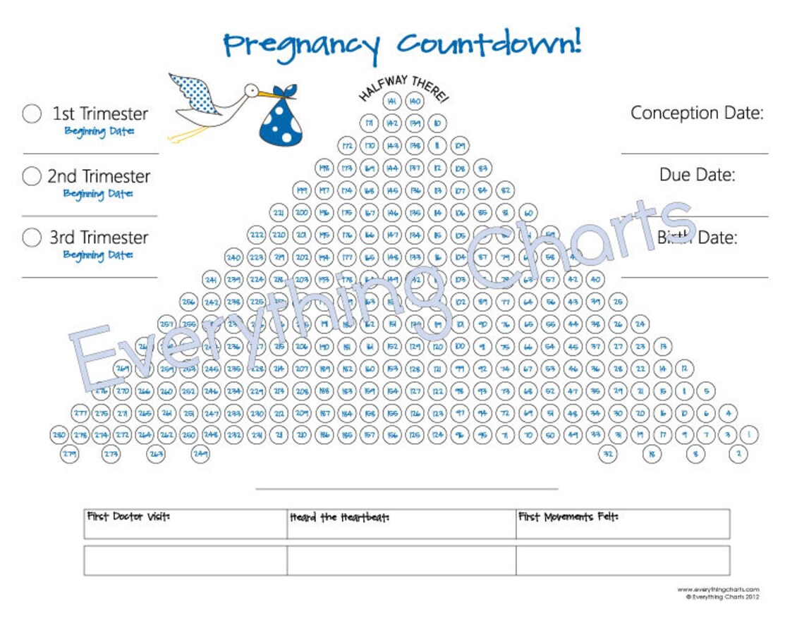 Pregnancy Countdown Chart - PDF Files/printable - Etsy