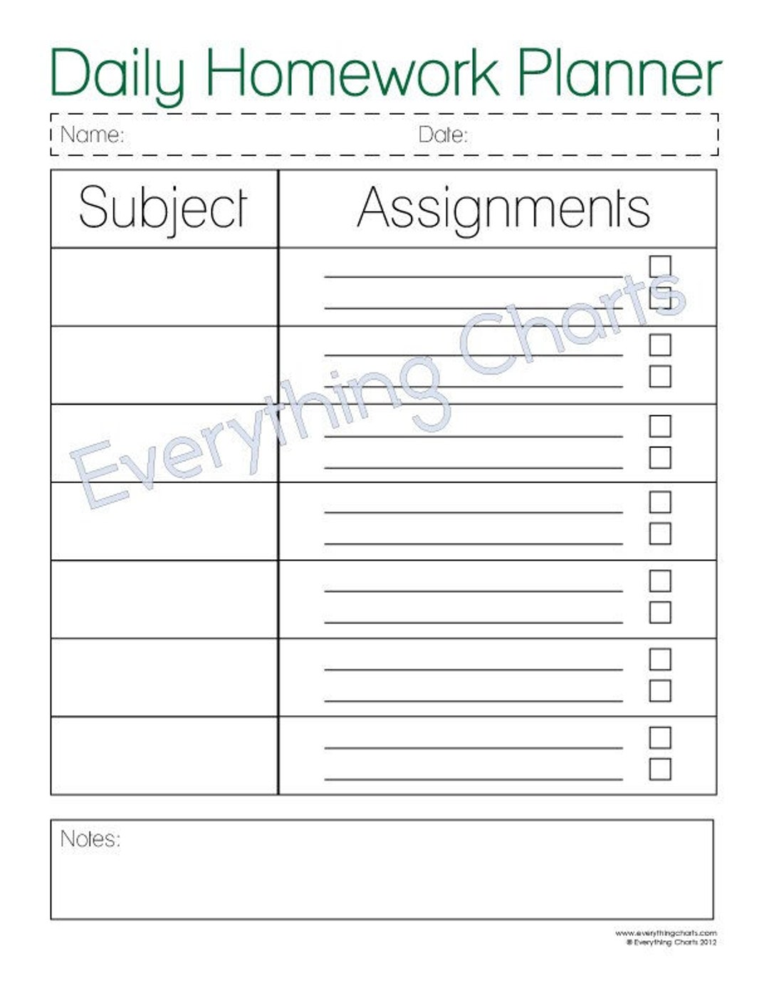 Daily Homework Planner - PDF File/printable - Etsy