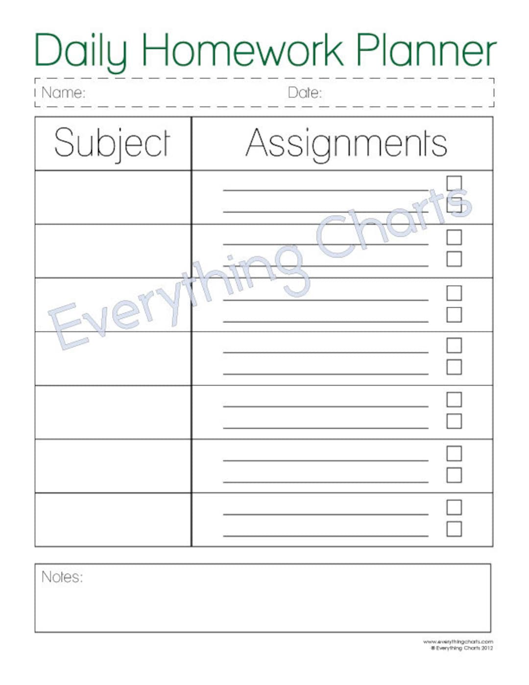 Daily Homework Planner PDF File/printable - Etsy