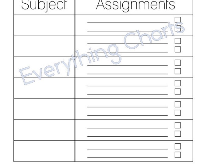 Daily Homework Planner PDF File/printable - Etsy