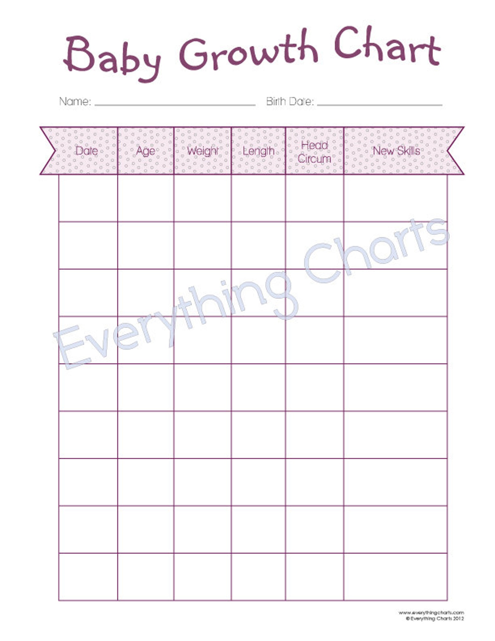 Baby Growth Chart PDF File/printable (Instant Download) - Etsy