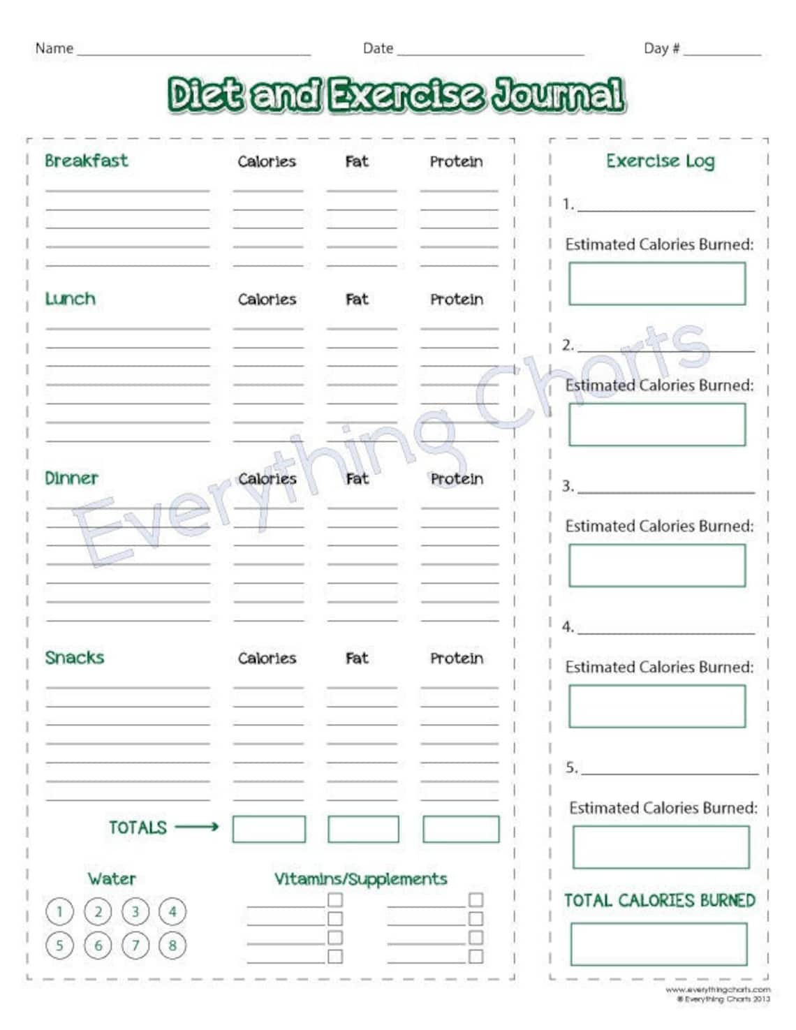 Diet and Exercise Journal - PDF File/printable - Etsy