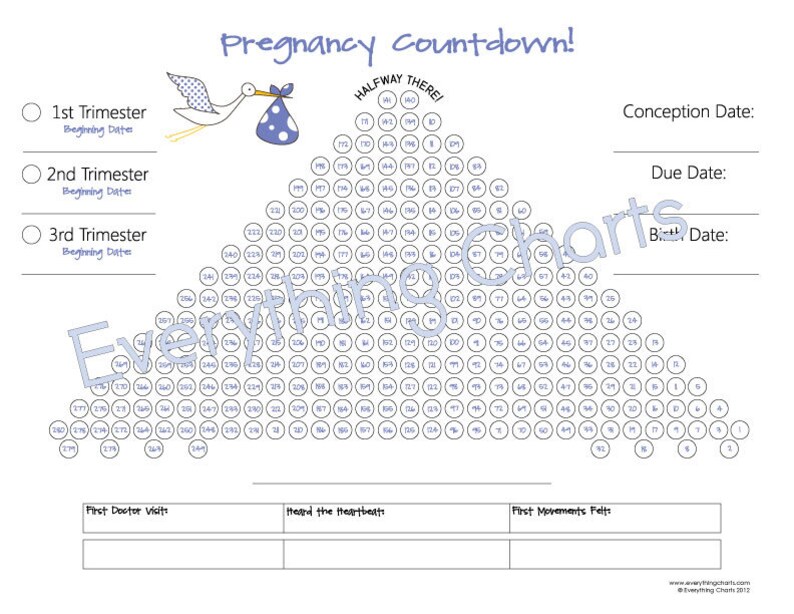 Pregnancy Countdown Chart - PDF Files/printable - Etsy