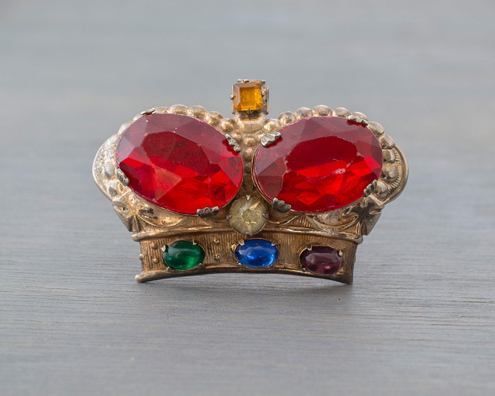 Sterling Silver Royal Crown Brooch Vintage 1940s-1950s Pin Vermeil Gold ...