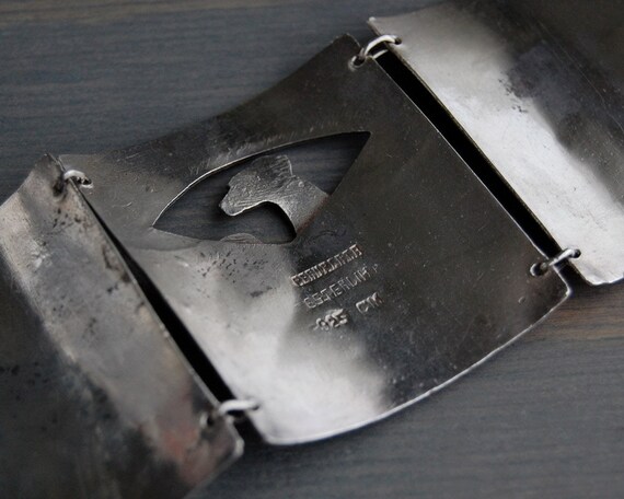 Large Silver Peruvian Bracelet - Vintage Sterling Lin… - Gem