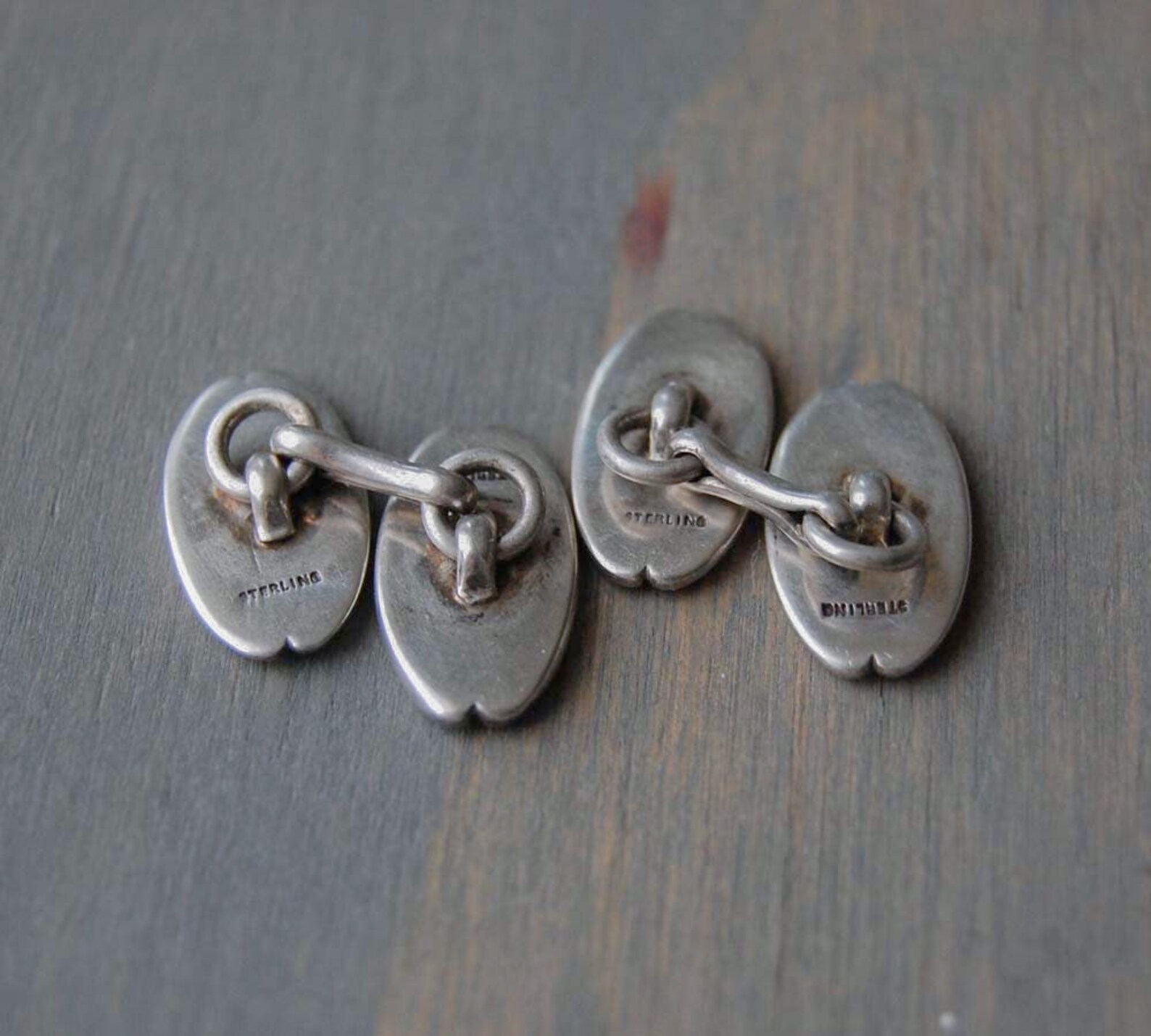 Vintage Sterling Silver Classic Oval Cufflinks Cuff Links Men's Wedding ...