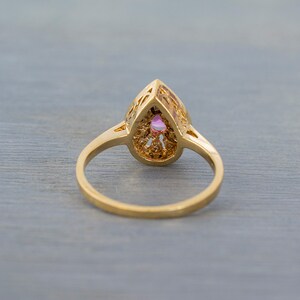 Vintage 14k Yellow Gold, Pink Ruby Diamond Ring - Retro Engagement Ring ...