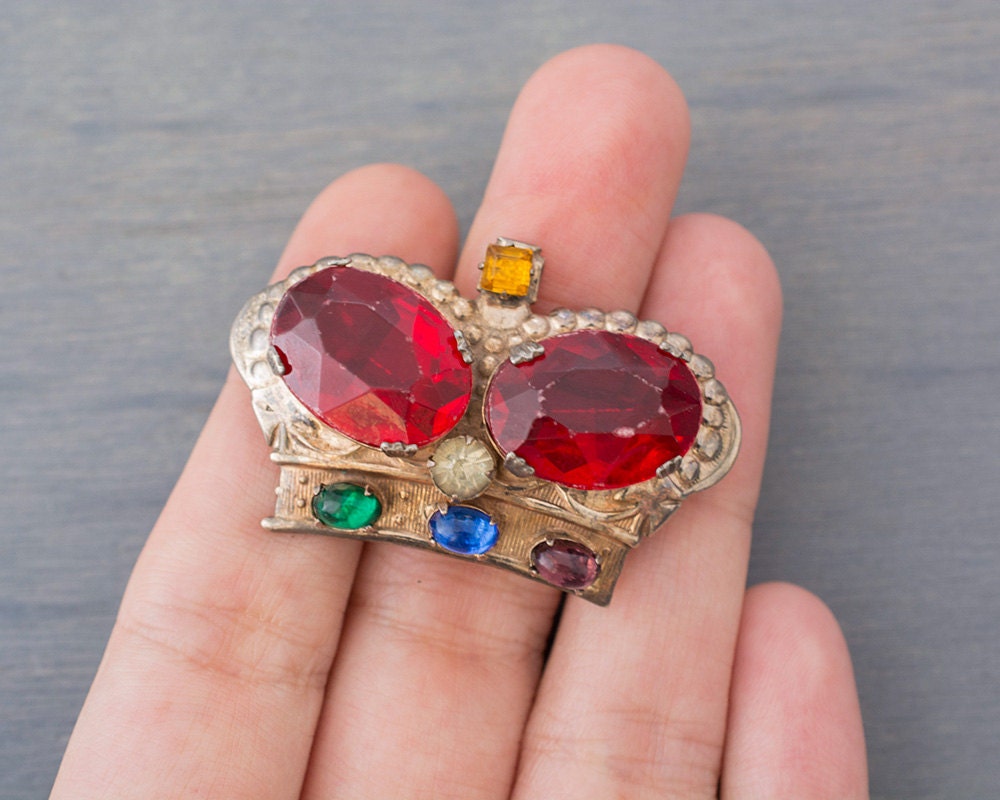 Sterling Silver Royal Crown Brooch Vintage 1940s-1950s Pin Vermeil Gold ...