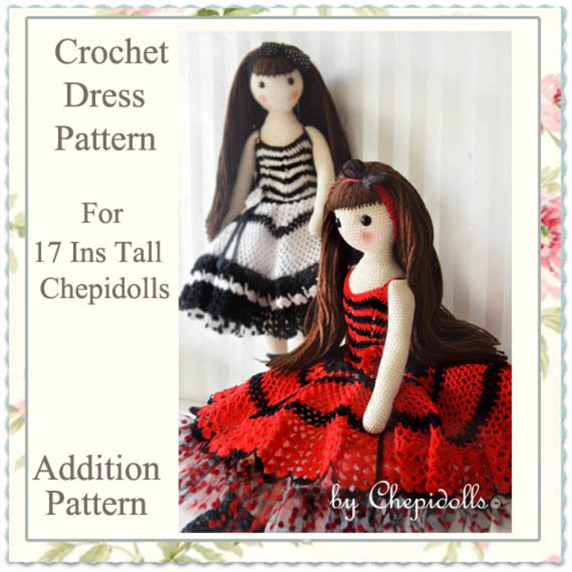 ADDITION PATTERN, Crochet Flamenco Dress Pattern for 17 Inch Tall ...