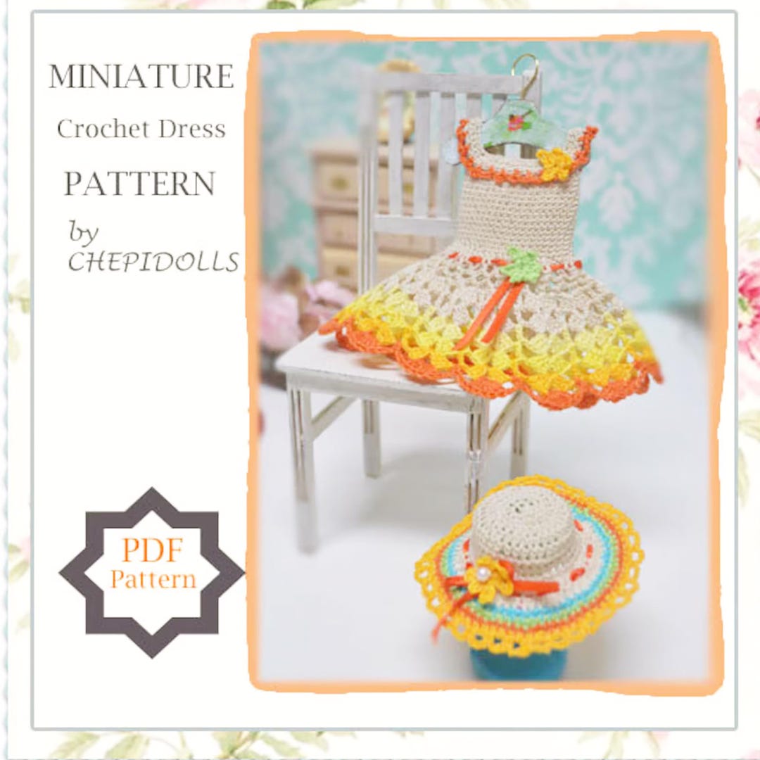 Miniature Crochet Dress Pattern, Dollhouse Project (PDF Pattern) - Etsy UK