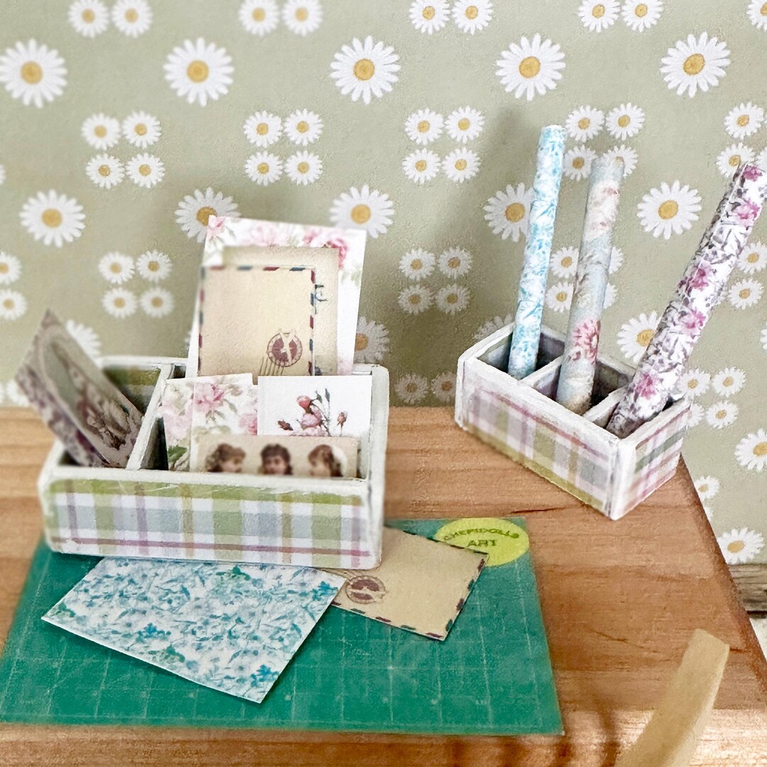 Artisan Dollhouse Miniature Organizer Set With Full Junk Journal ...