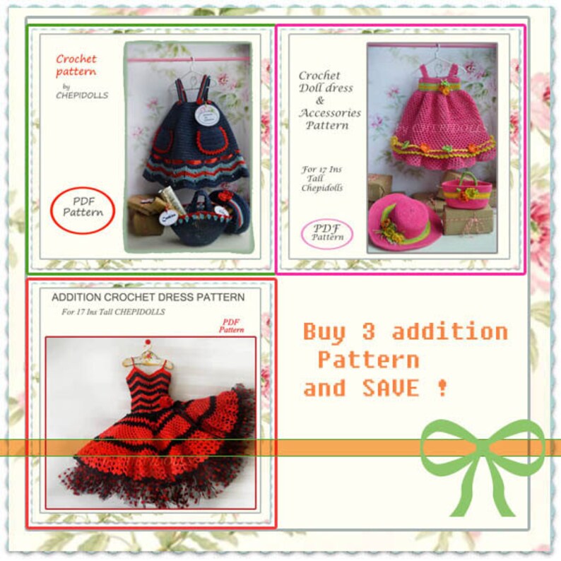 VALUE PACK 3 Addition Dress Pattern for 17 Ins Tall Chepidolls, - Etsy