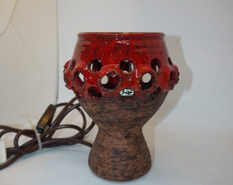 Red Ceramic Base Lamp - Etsy