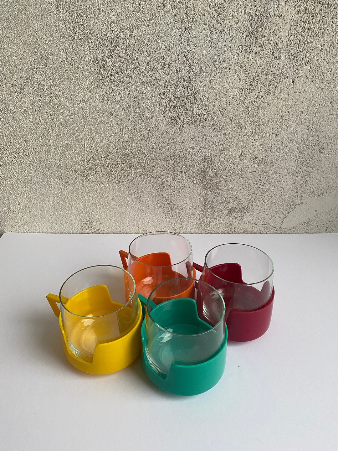 Set of 4 Vintage Soviet Picnic Cups / Glass and Plastic Cups and ...