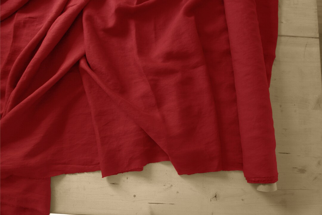 OEKO-TEX Red Linen Fabric by the Yard / Lightweight Linen Fabric / Soft ...
