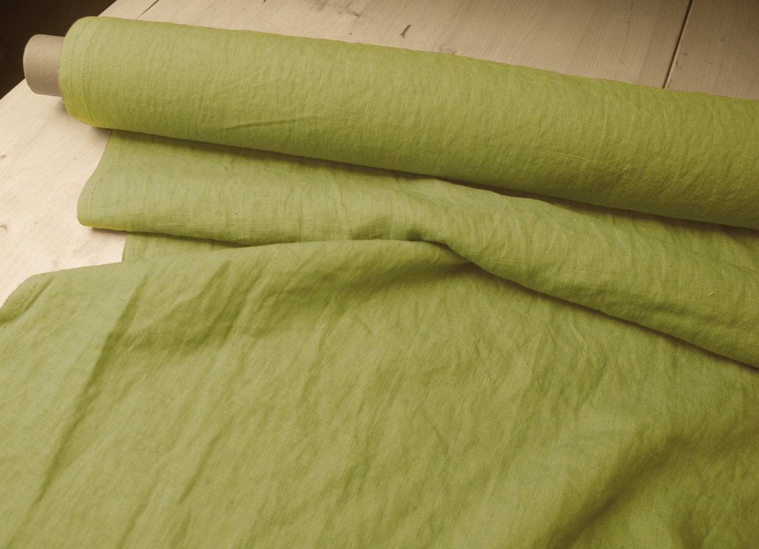 OEKO-TEX Lime Green Linen Fabric by the Yard / Lightweight Linen Fabric ...