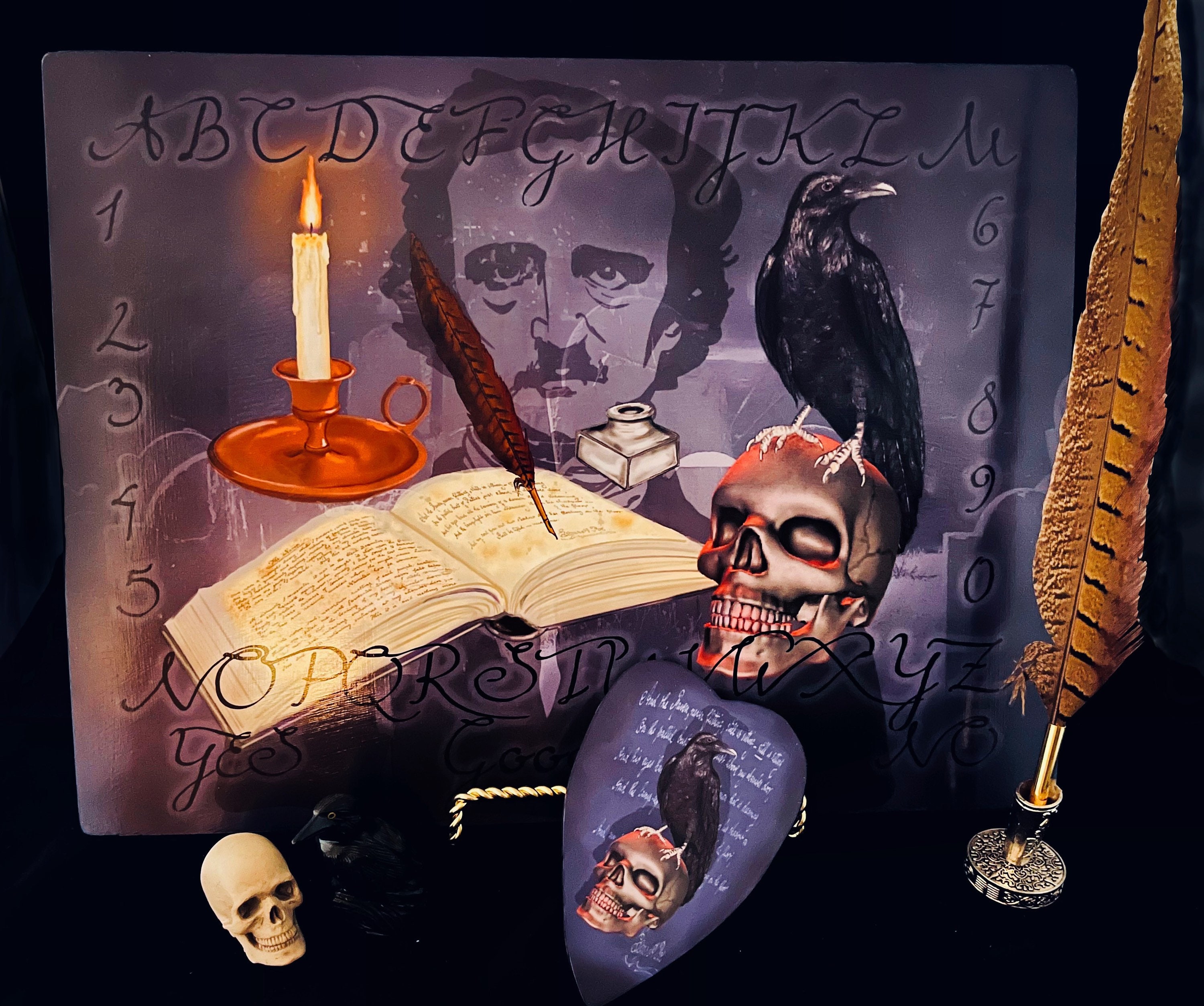 Edgar Allan Poe Ouija Board. ghost of Poe - Etsy