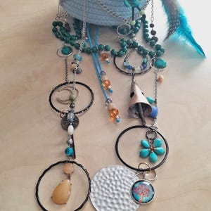 Bohemian Indoor Mixed Media Wind Chime Basket From Upcycled Jewelry - Etsy