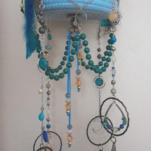 Bohemian Indoor Mixed Media Wind Chime Basket From Upcycled Jewelry - Etsy