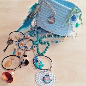Bohemian Indoor Mixed Media Wind Chime Basket From Upcycled Jewelry - Etsy