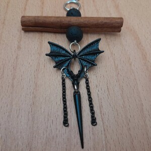 Spooky Cinnamon Sensation: Gothic Rearview Mirror Charm With Black Bat ...