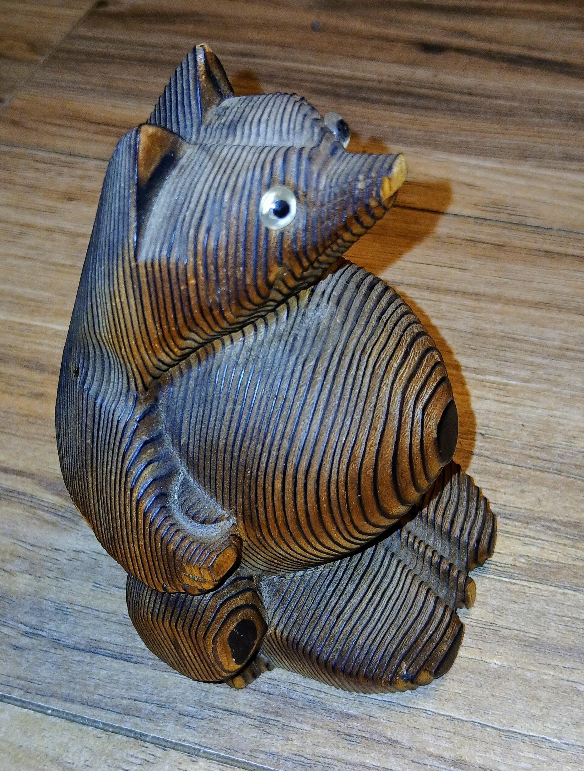 Vintage Cryptomeria Hand Carved Wood Tanuki Figurine - Etsy