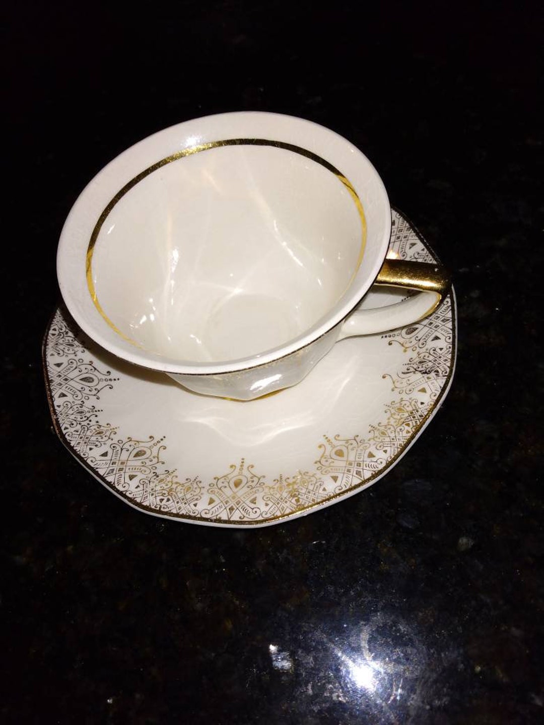Vintage Royal Gold Crest Cup and Saucer - Etsy