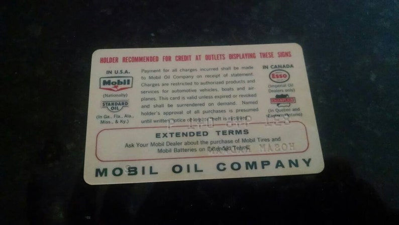 Vintage Mobil Oil Company Credit Card with cool gas station | Etsy