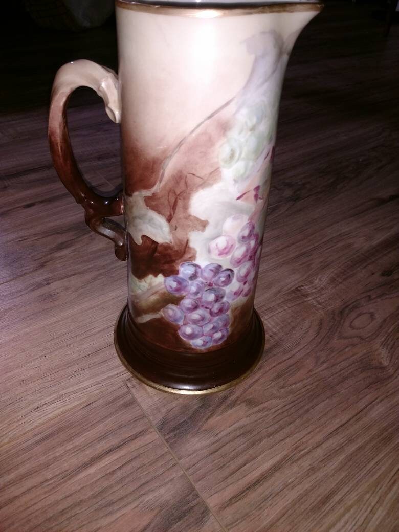Antique JPL France Pitcher Tankard Grapes Leaves Flowers - Etsy UK