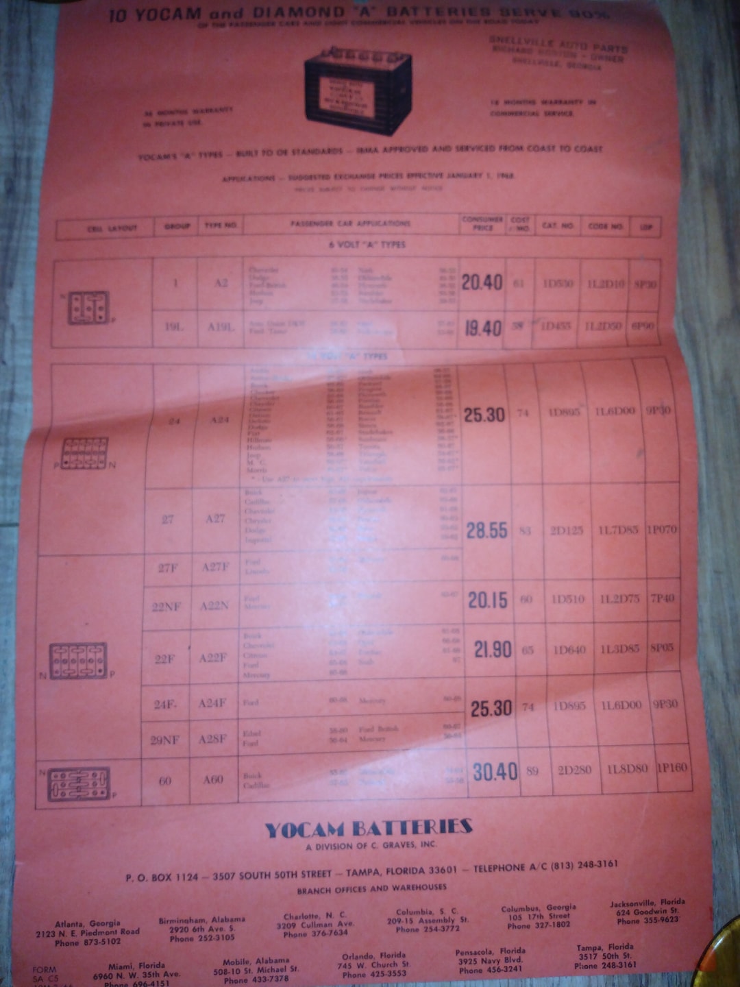Vintage Yocam and Diamond Batteries Chart - Etsy