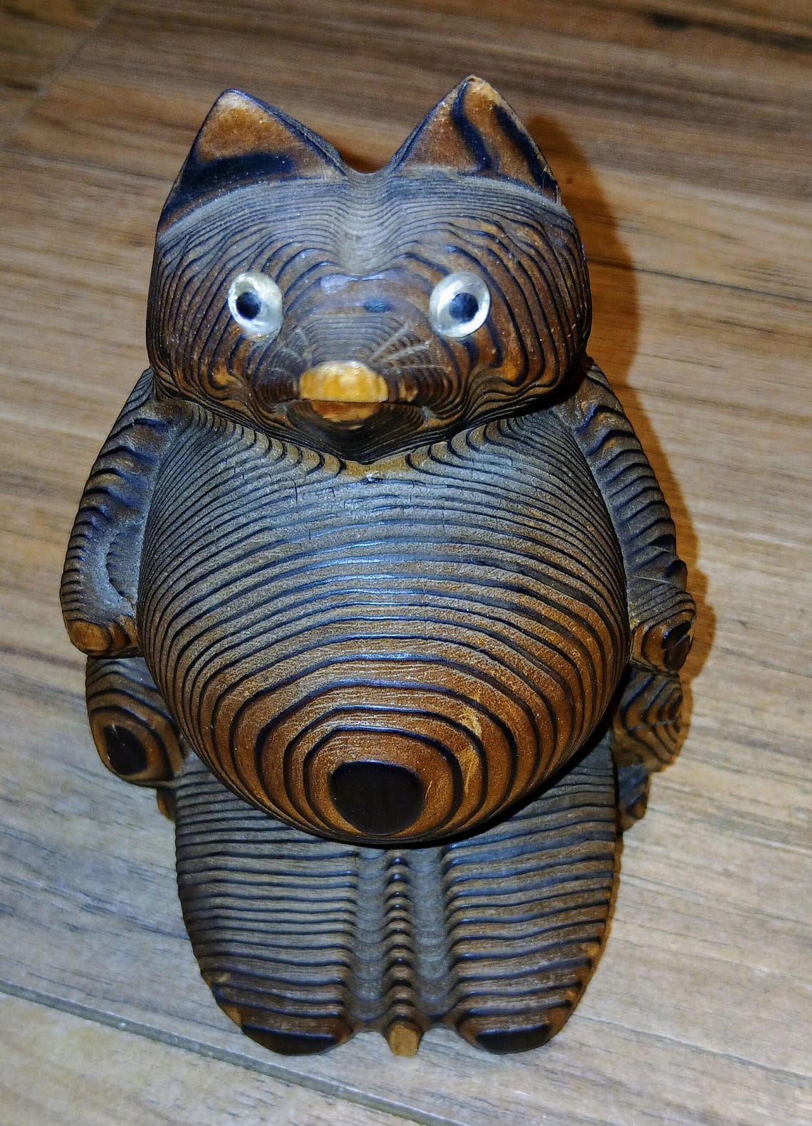 Vintage Cryptomeria Hand Carved Wood Tanuki Figurine - Etsy