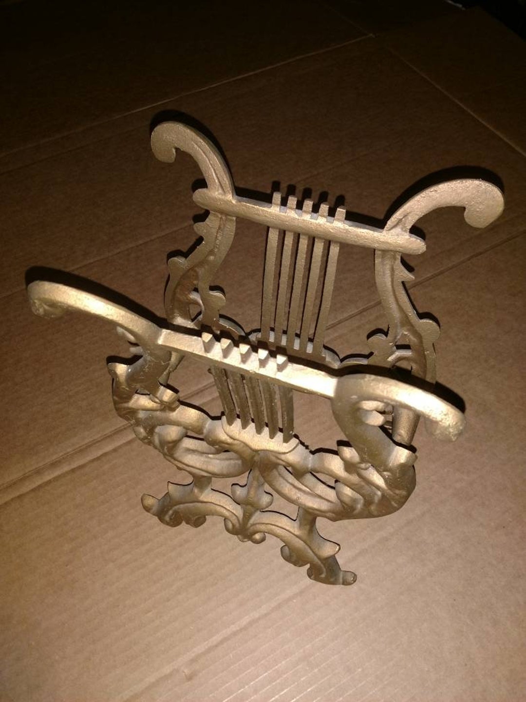 Vintage Cast Iron Feel Gold Tone Musical Lyre Magazine Rack - Etsy