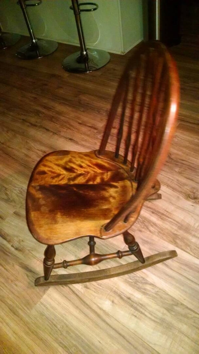 Antique Nichols and Stone brace fan back wood rocking chair | Etsy