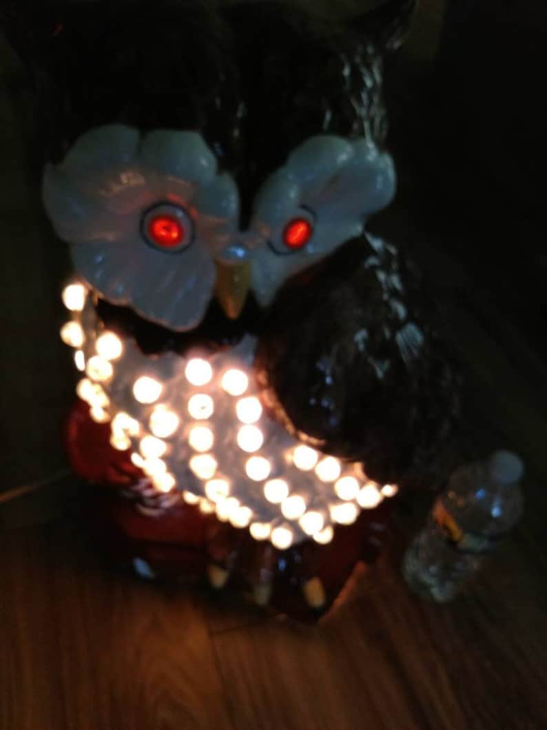 Giant Vintage Ceramic Owl Lamp With Clear Glass Marbles and | Etsy