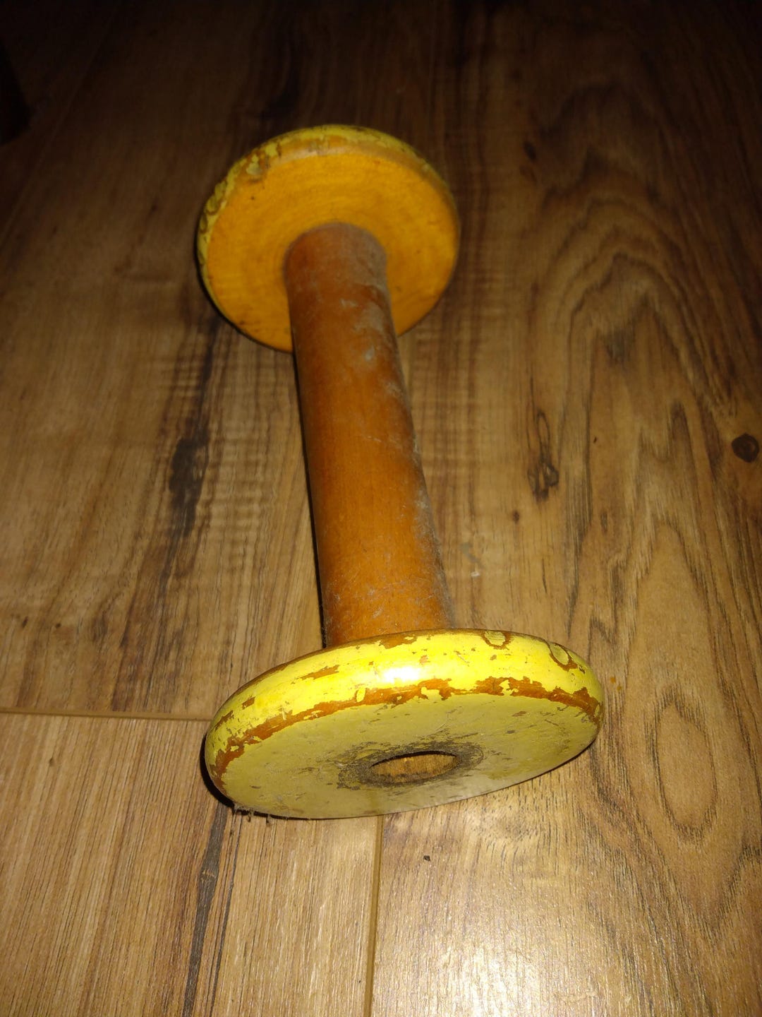 Antique Wooden Spool Bobbin Yellow Paint - Etsy