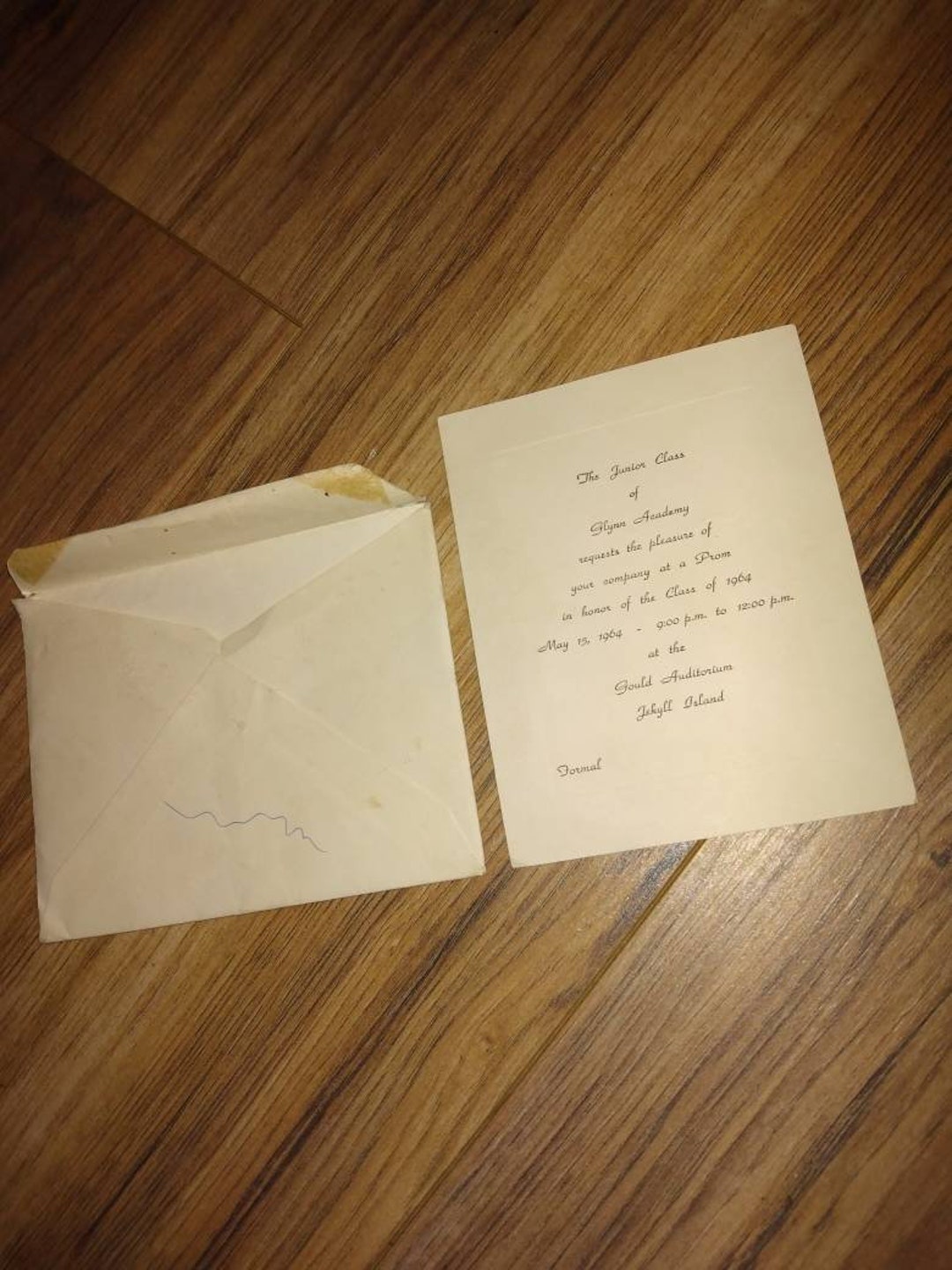 1964 Glynn Academy Junior Prom Invitation - Jekyll Island, GA - Etsy