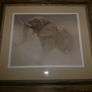 Signed and Numbered Robert Bateman Print Framed Behind Glass Elephant ...