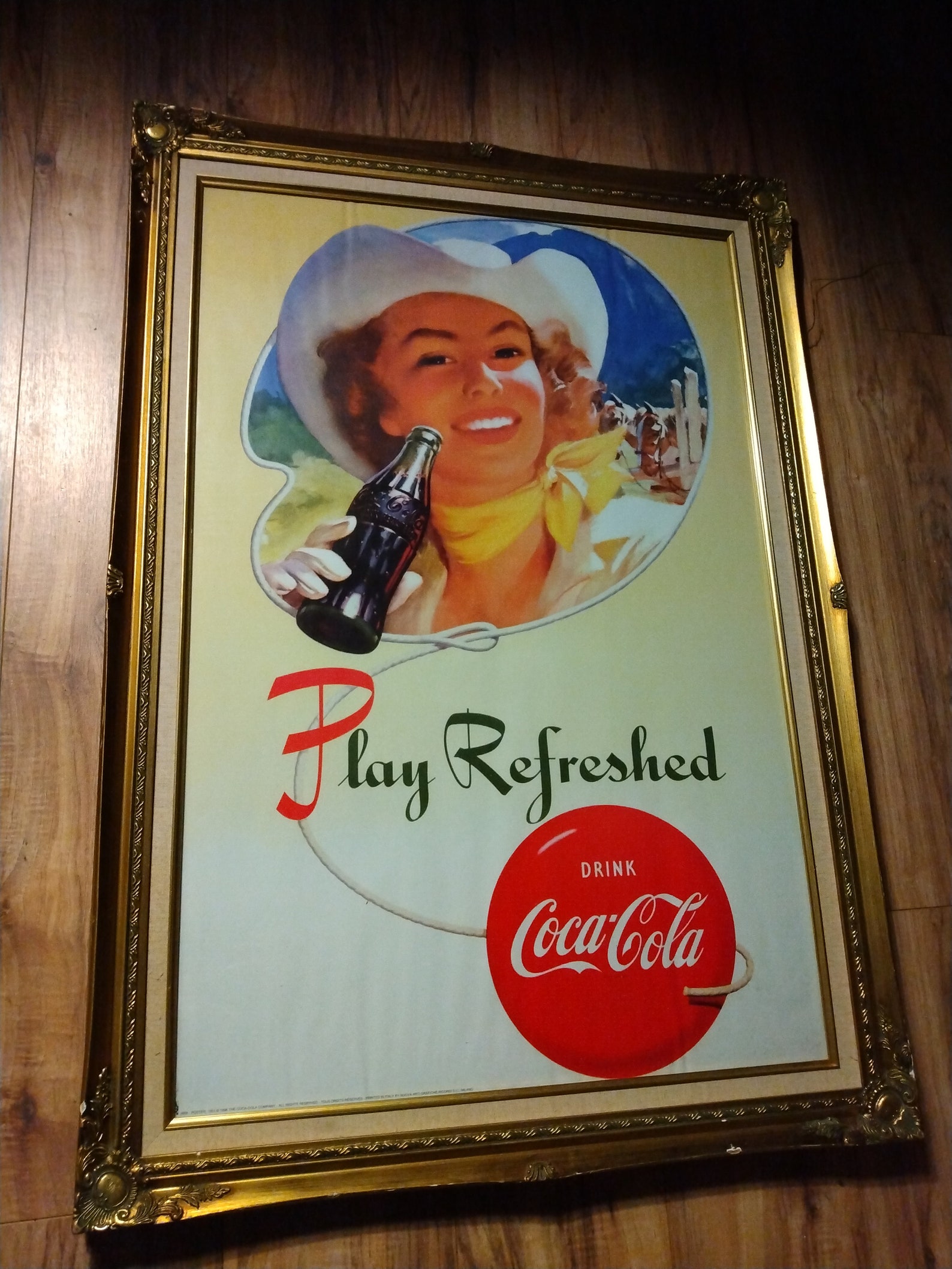 1995 Authorized Reproduction of a 1950s Coke Poster Featuring Pretty ...