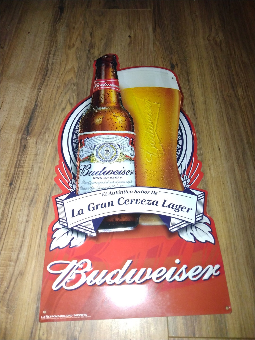 Vintage Budweiser Bottle Metal Sign With Spanish - Etsy