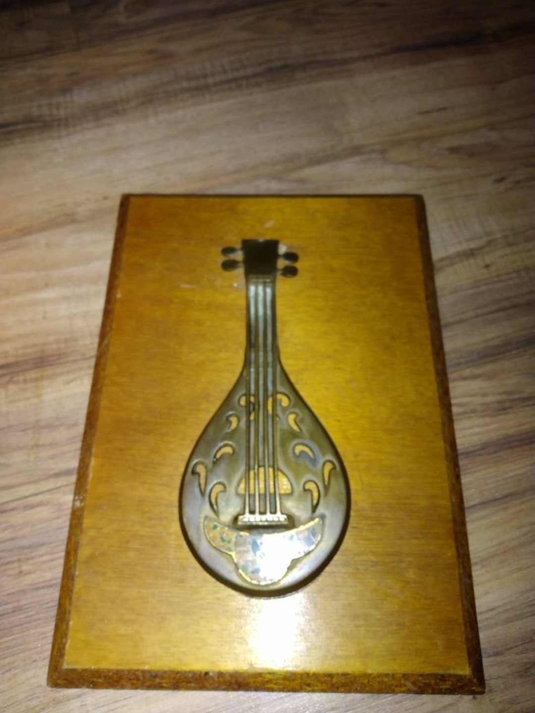 Vintage Made in Israel Brass Mandolin on Wood Wall Art - Etsy