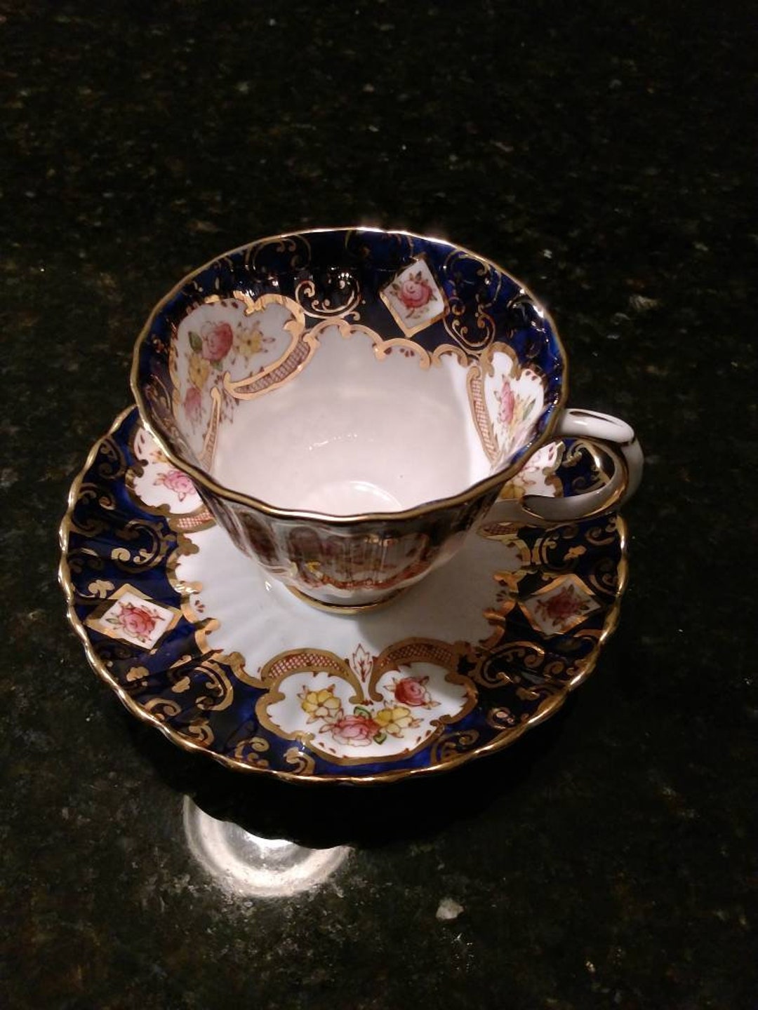 Vintage Royal Stafford Heritage Cup and Saucer Beautiful Cobalt Blue ...
